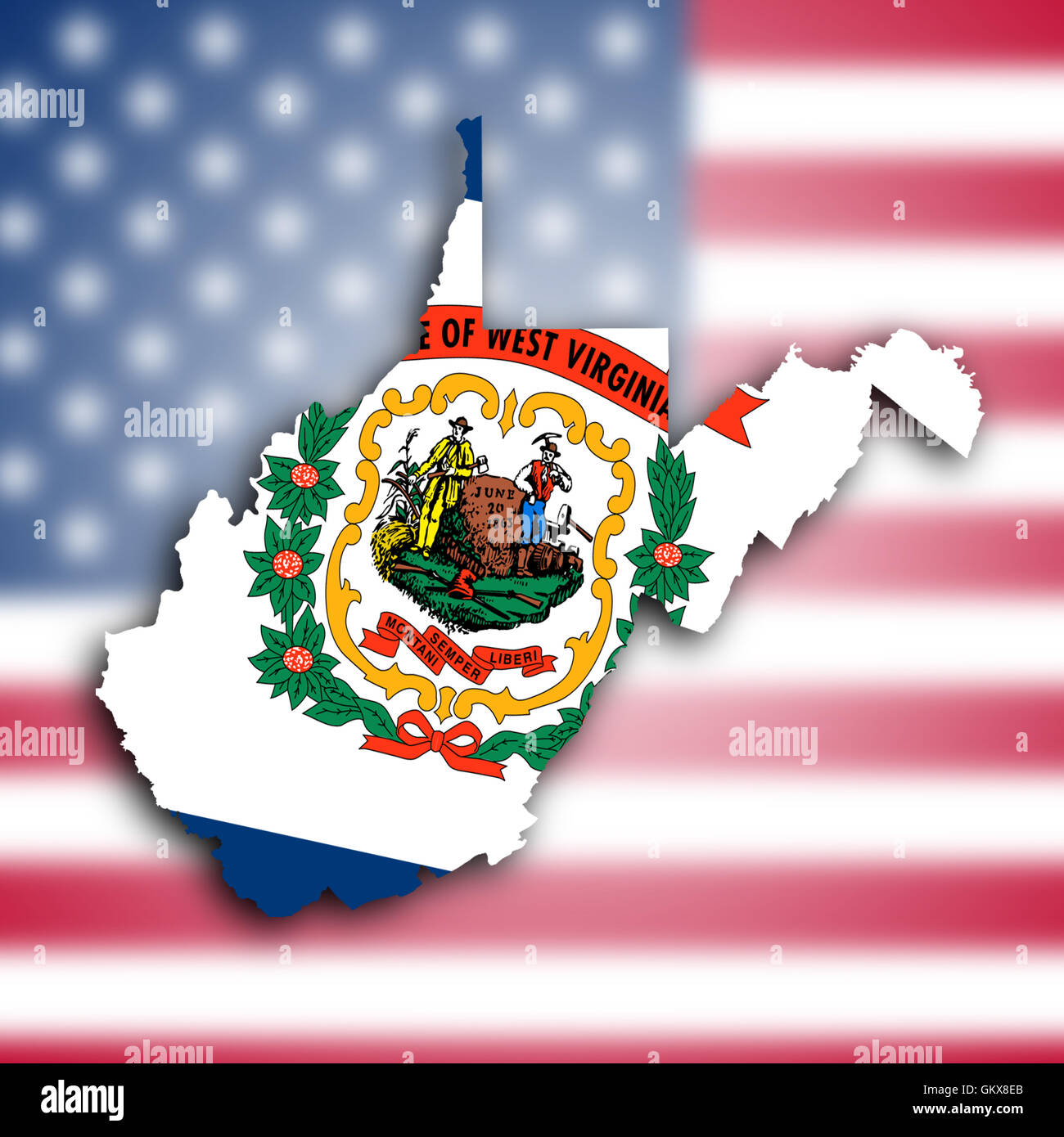 Map of West Virginia Stock Photo - Alamy