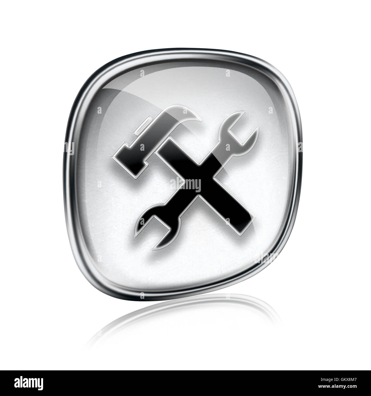 Tools icon grey glass, isolated on white background Stock Photo - Alamy