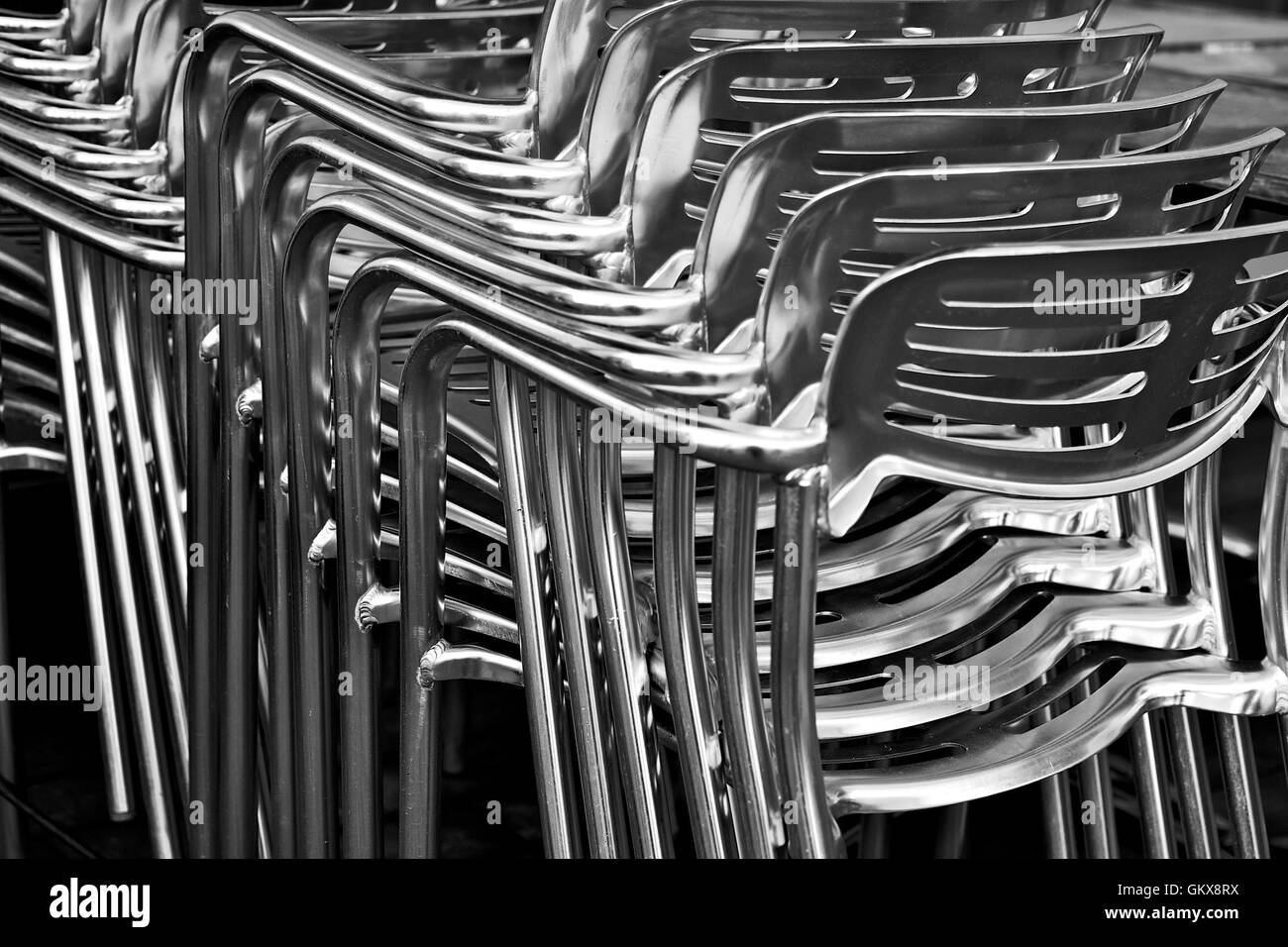 Steel chair detail Black and White Stock Photos & Images - Alamy