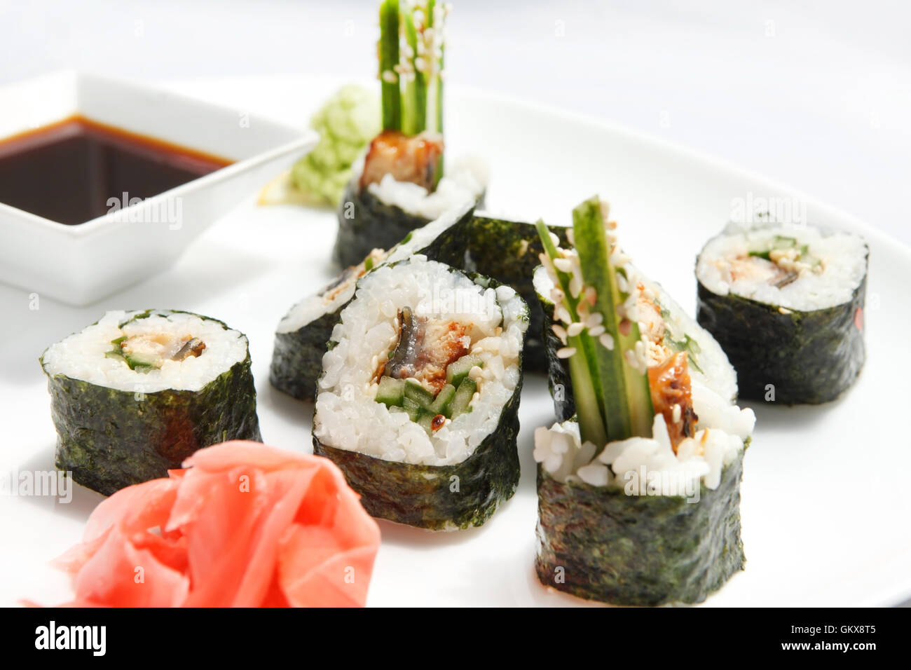 sushi with soy sauce Stock Photo - Alamy