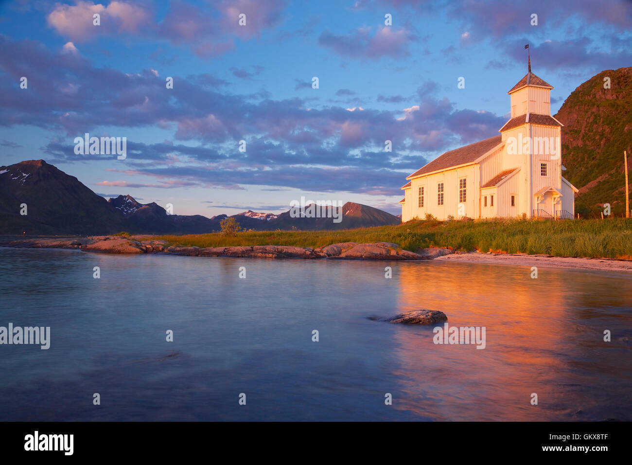 Wooden church by sea Stock Photo - Alamy