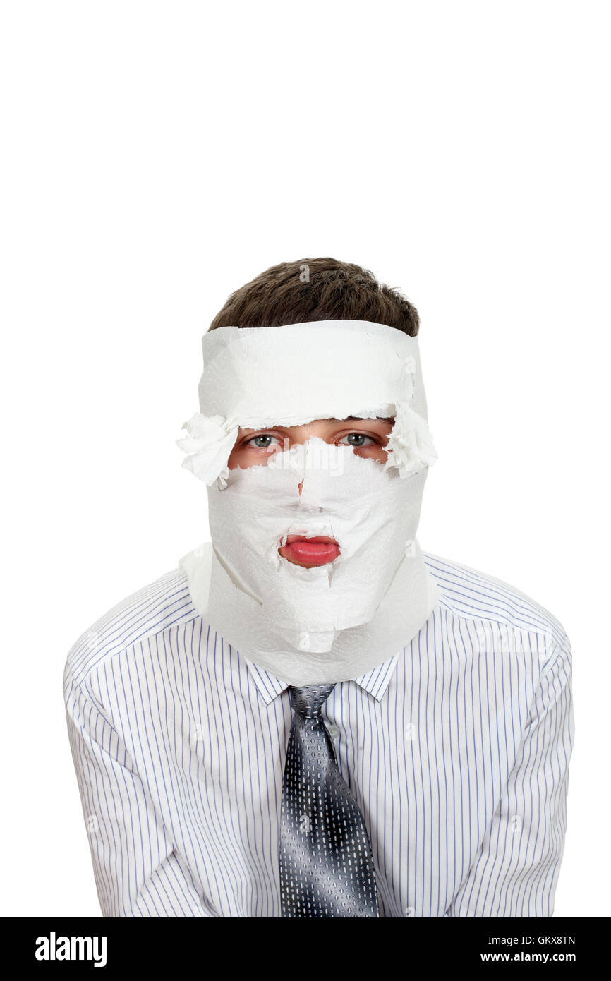 Man Wrapped In Paper Stock Photo - Alamy