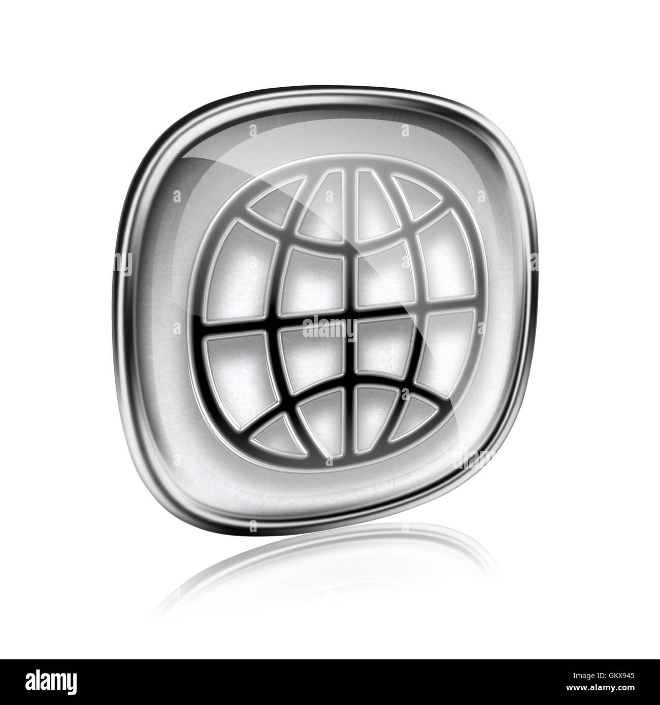 World icon grey glass, isolated on white background Stock Photo - Alamy