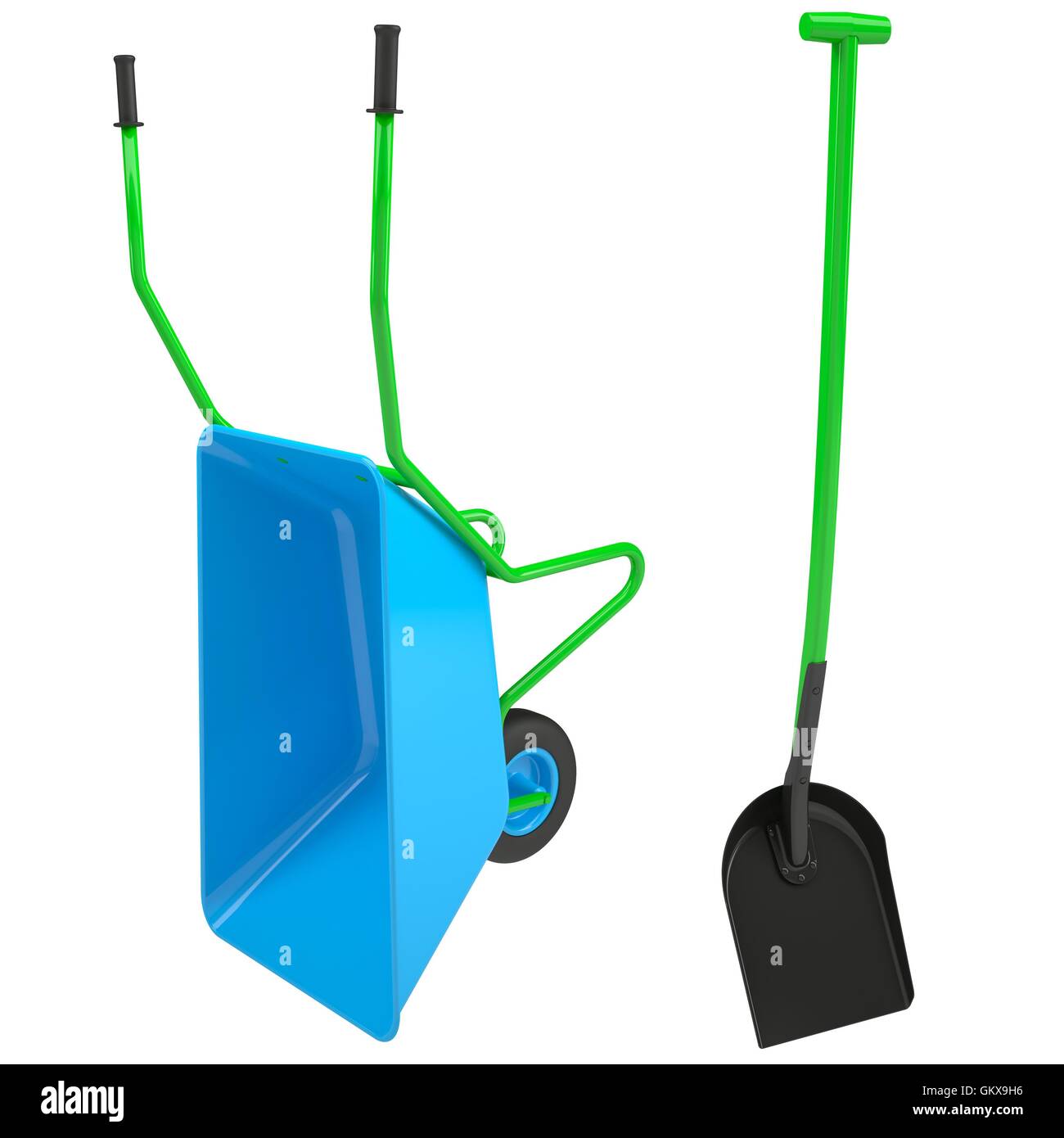 Wheelbarrows and shovel Stock Photo - Alamy