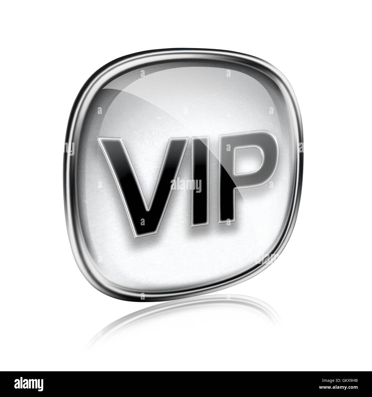 VIP icon grey glass, isolated on white background Stock Photo - Alamy