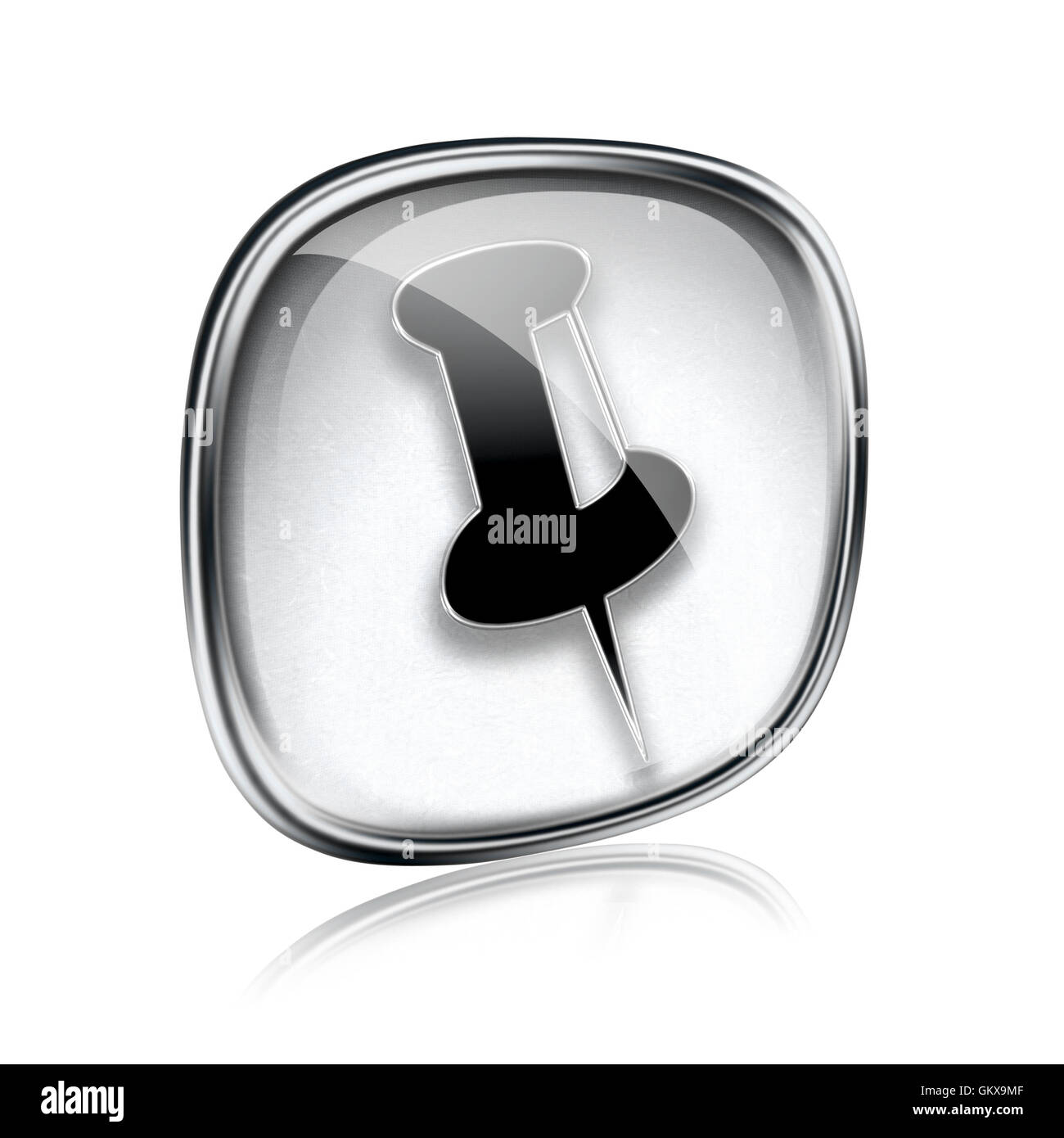 thumbtack icon grey glass, isolated on white background Stock Photo - Alamy