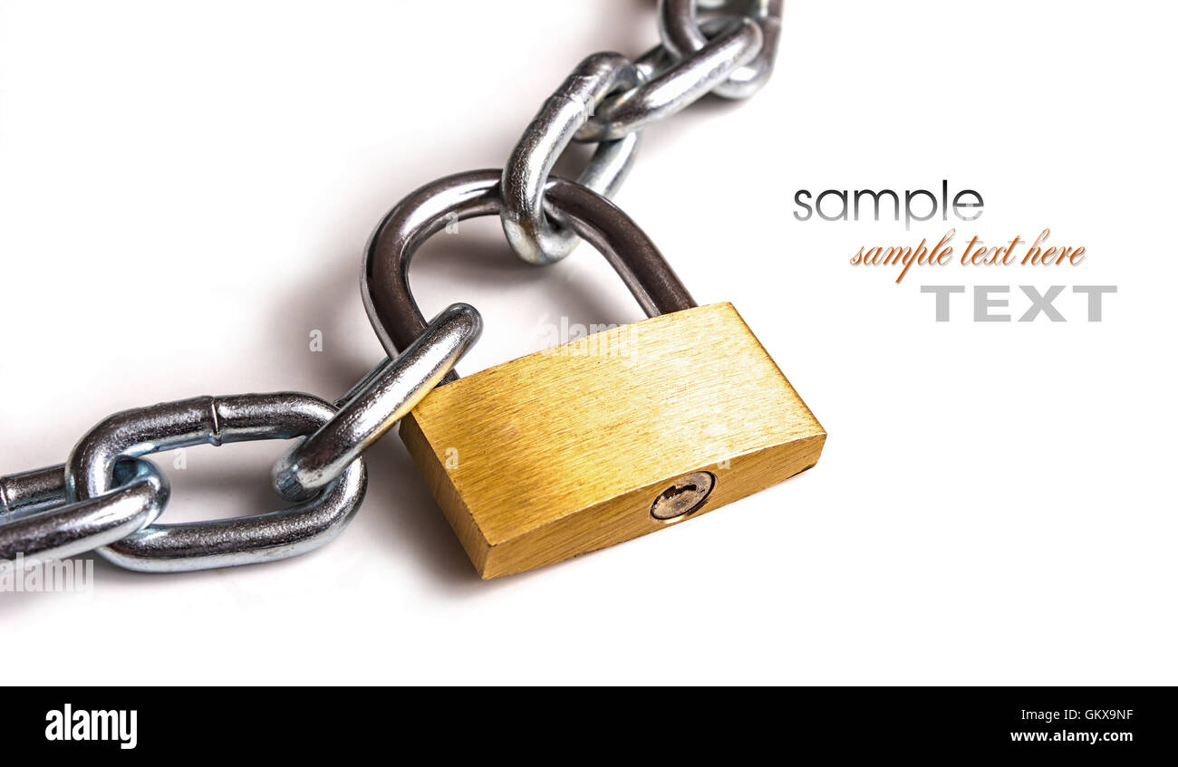 padlock with metal chain Stock Photo - Alamy