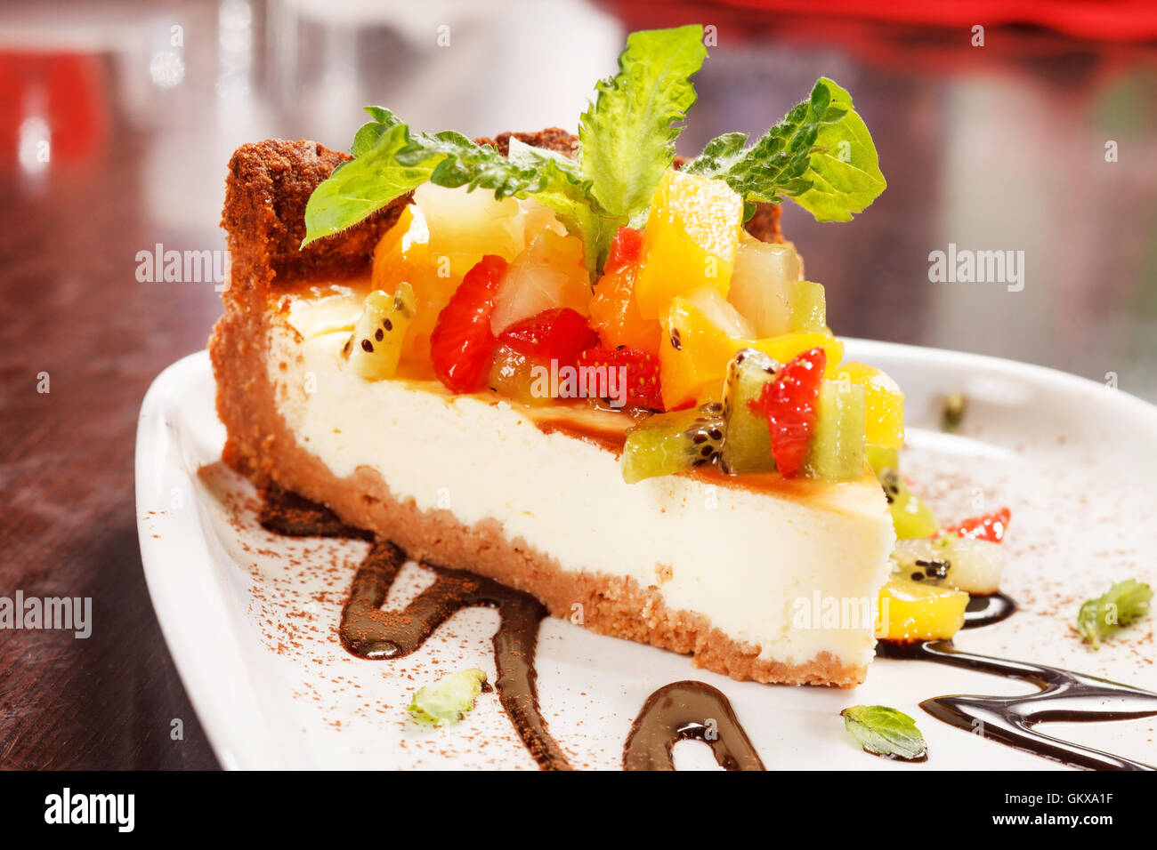 cheesecake with fruits Stock Photo - Alamy