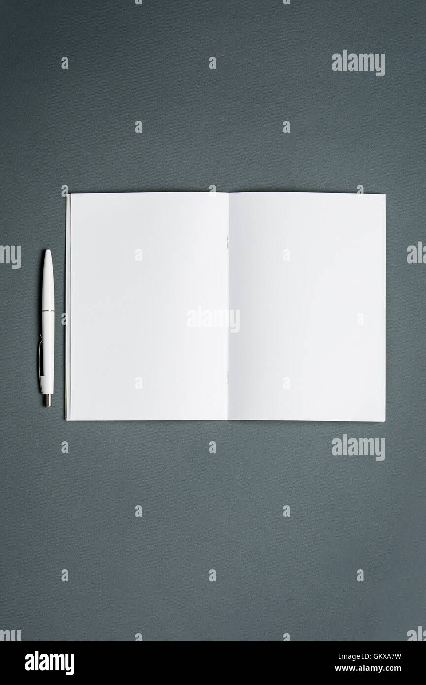 Mock-up business notebook. Gray background Stock Photo - Alamy