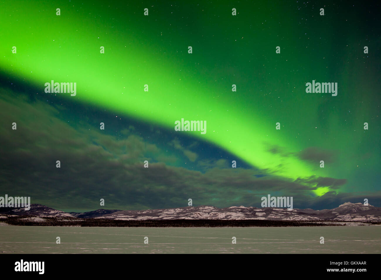 Intense band of Northern Lights in northern winter Stock Photo - Alamy