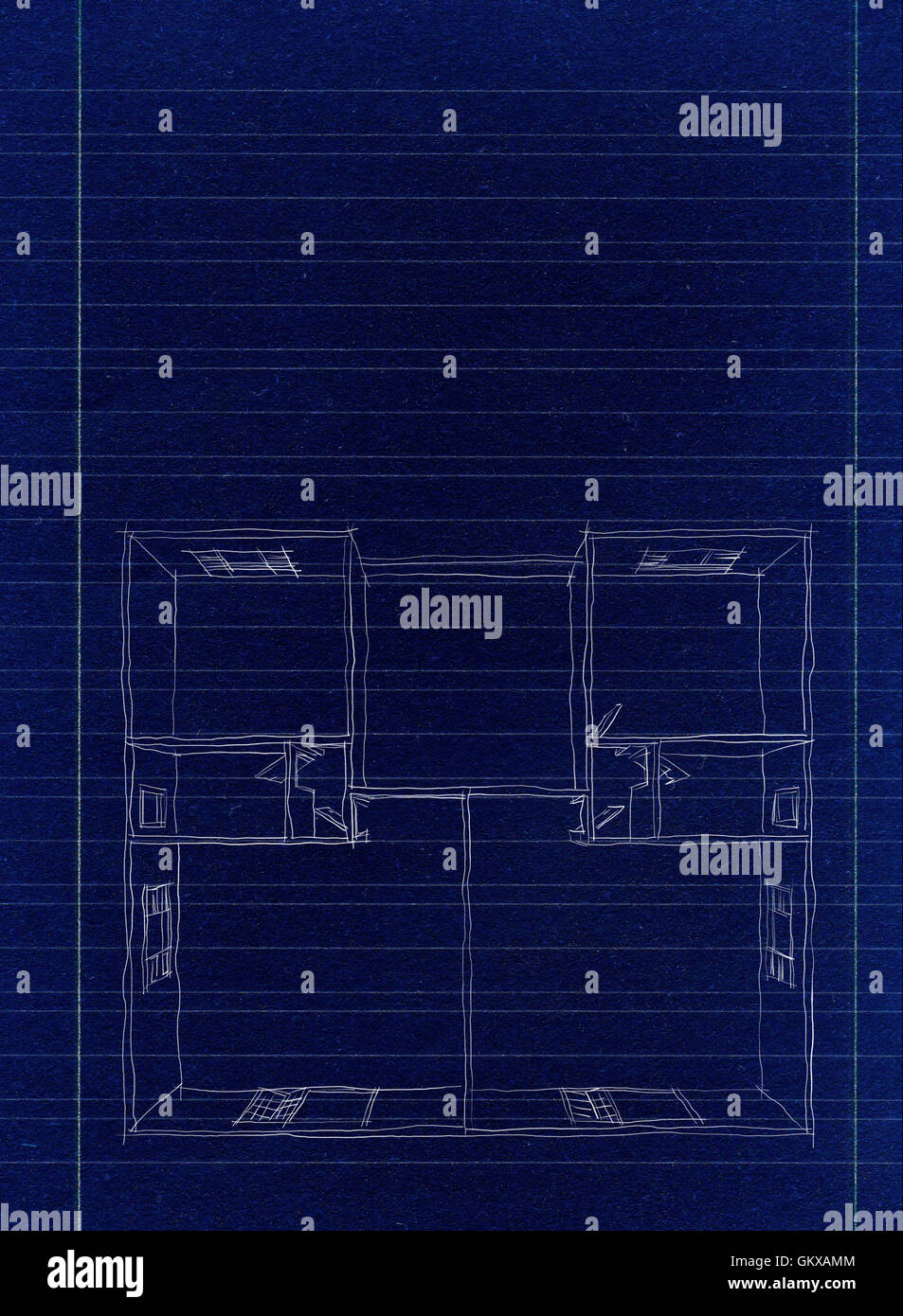 2d blueprint freehand sketch drawing of empty home apartment Stock ...