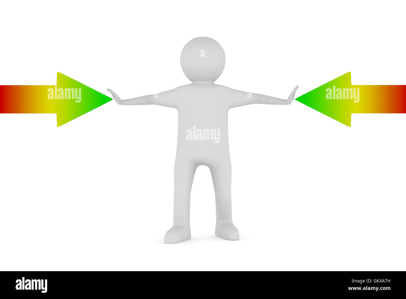 man and arrows on white background. Isolated 3D image Stock Photo - Alamy