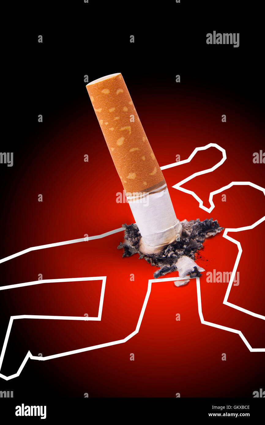 Crime scene - man killed by a cigarette Stock Photo - Alamy