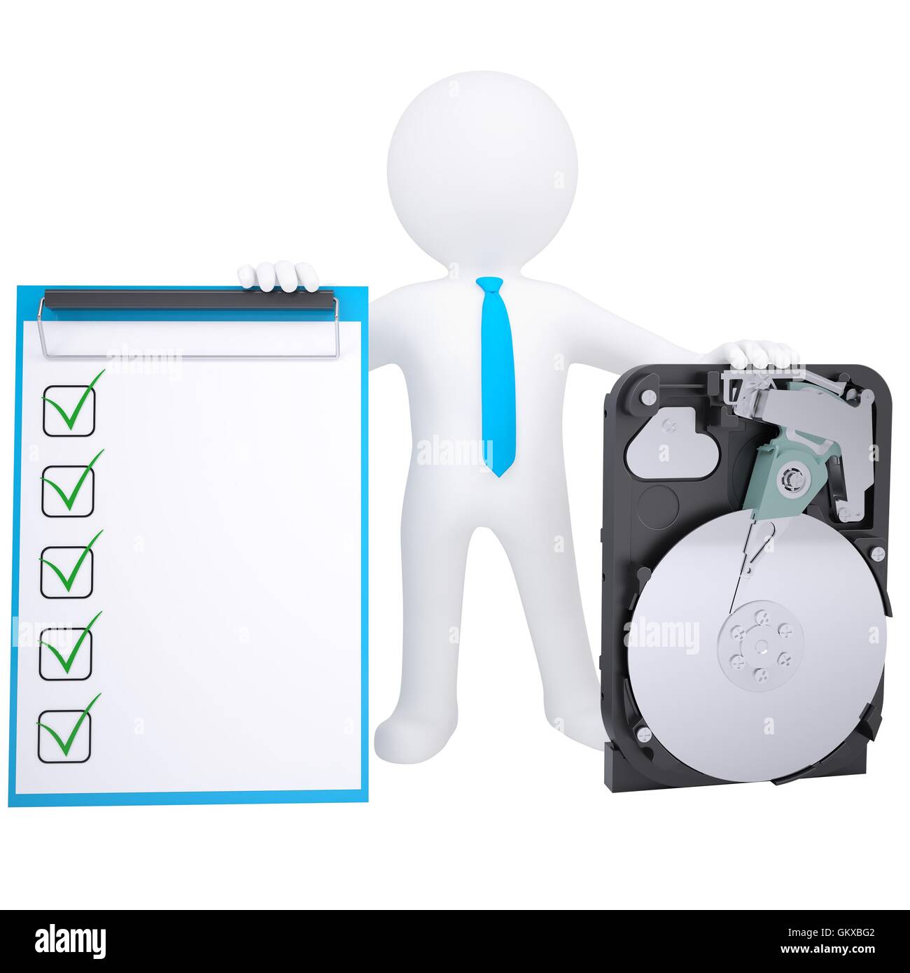 3d white man holding a hard drive Stock Photo - Alamy