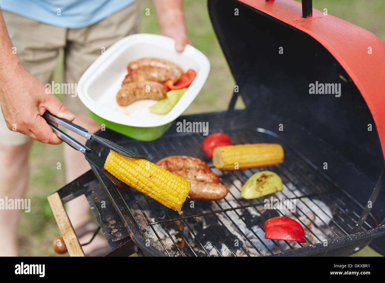 Meat corn on grill fried hi-res stock photography and images - Alamy