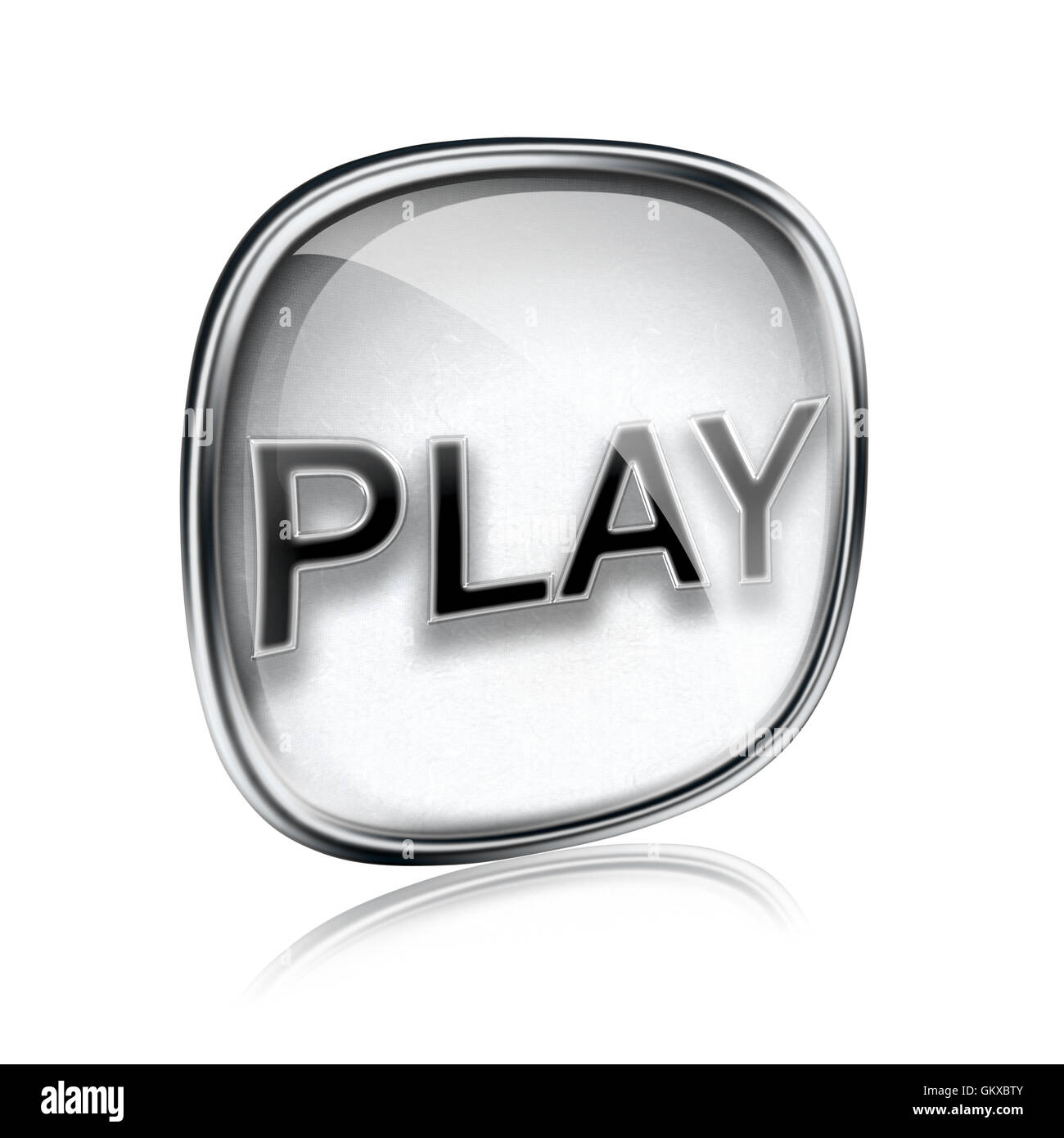 Play icon grey glass, isolated on white background Stock Photo - Alamy