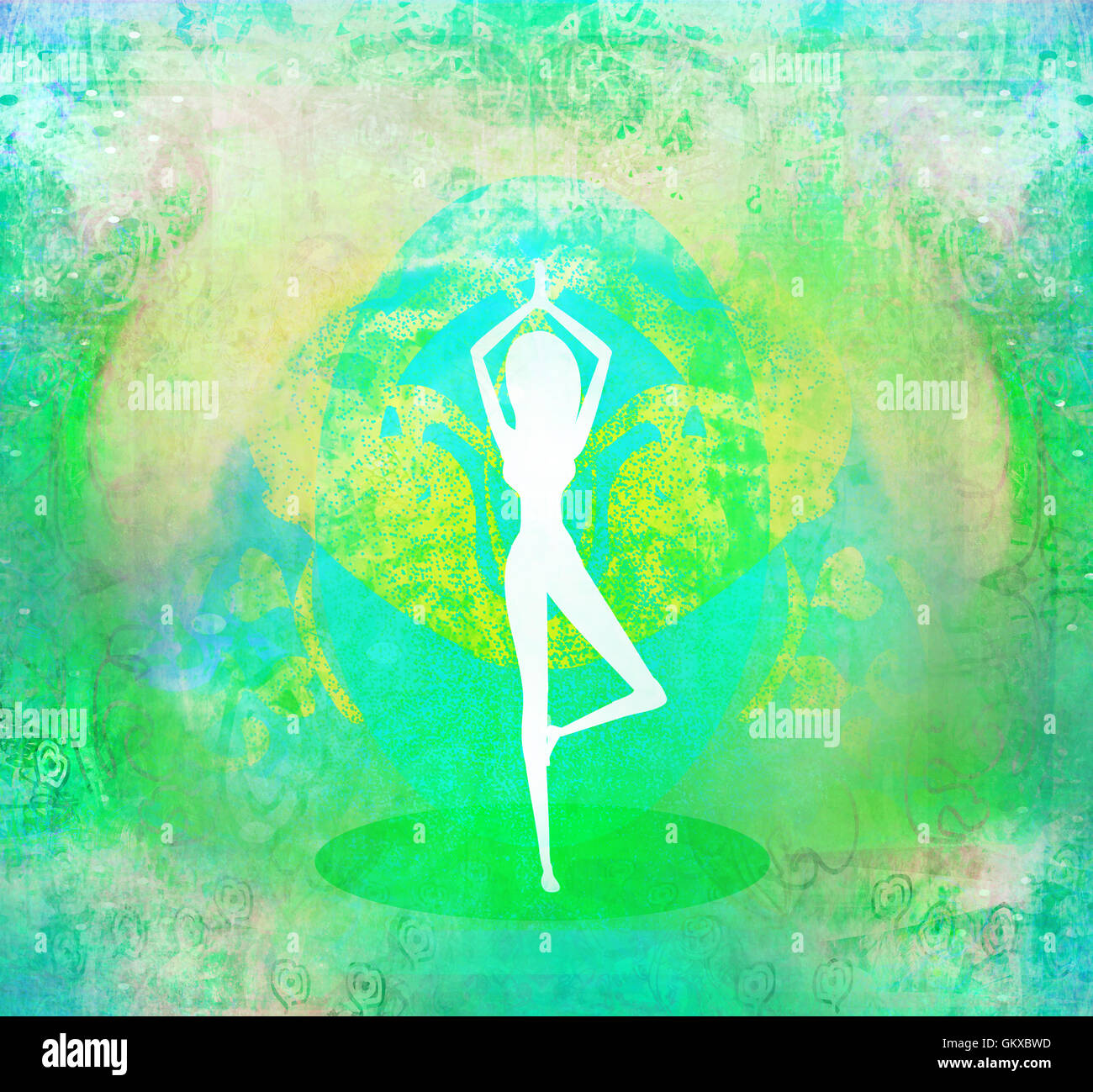 woman in a traditional yoga pose - poster Stock Photo - Alamy