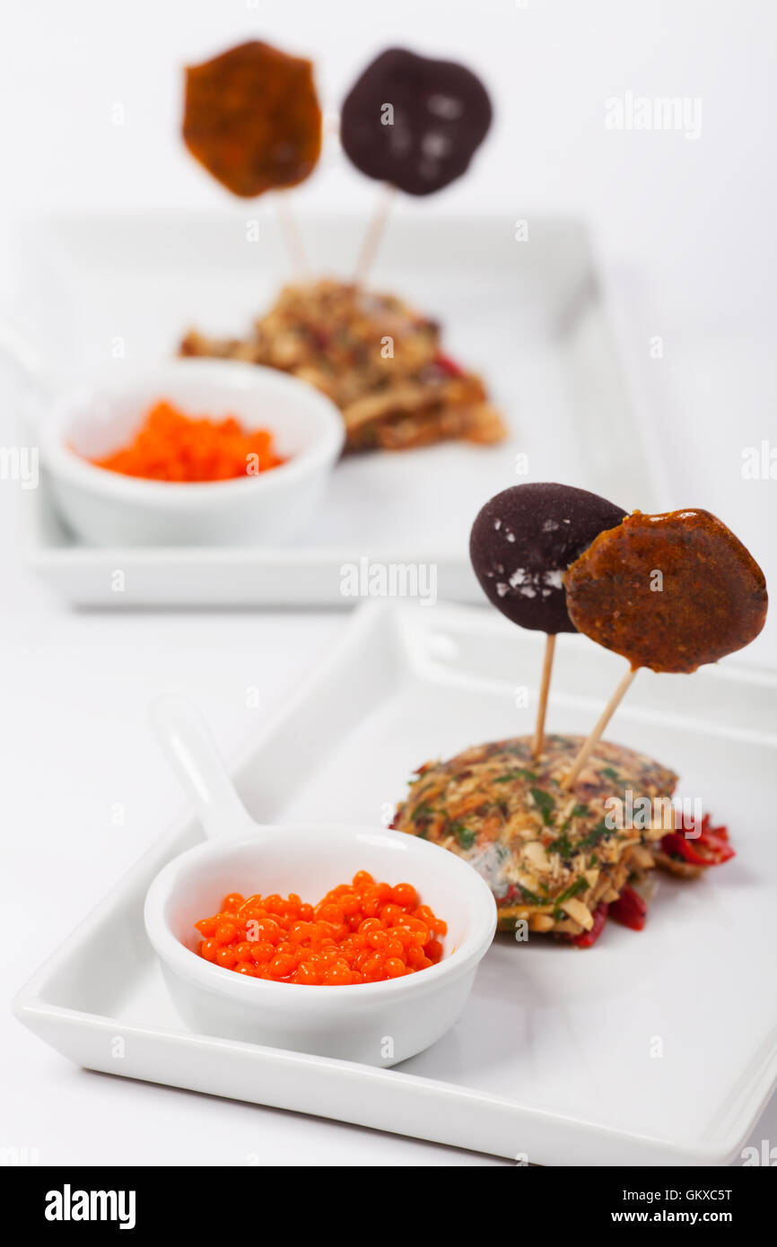 molecular kitchen dish on plates Stock Photo - Alamy
