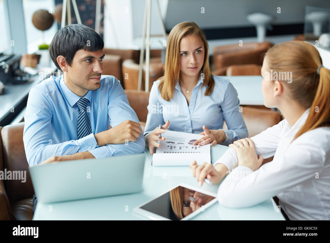 Two professionals hiring new person for work Stock Photo - Alamy
