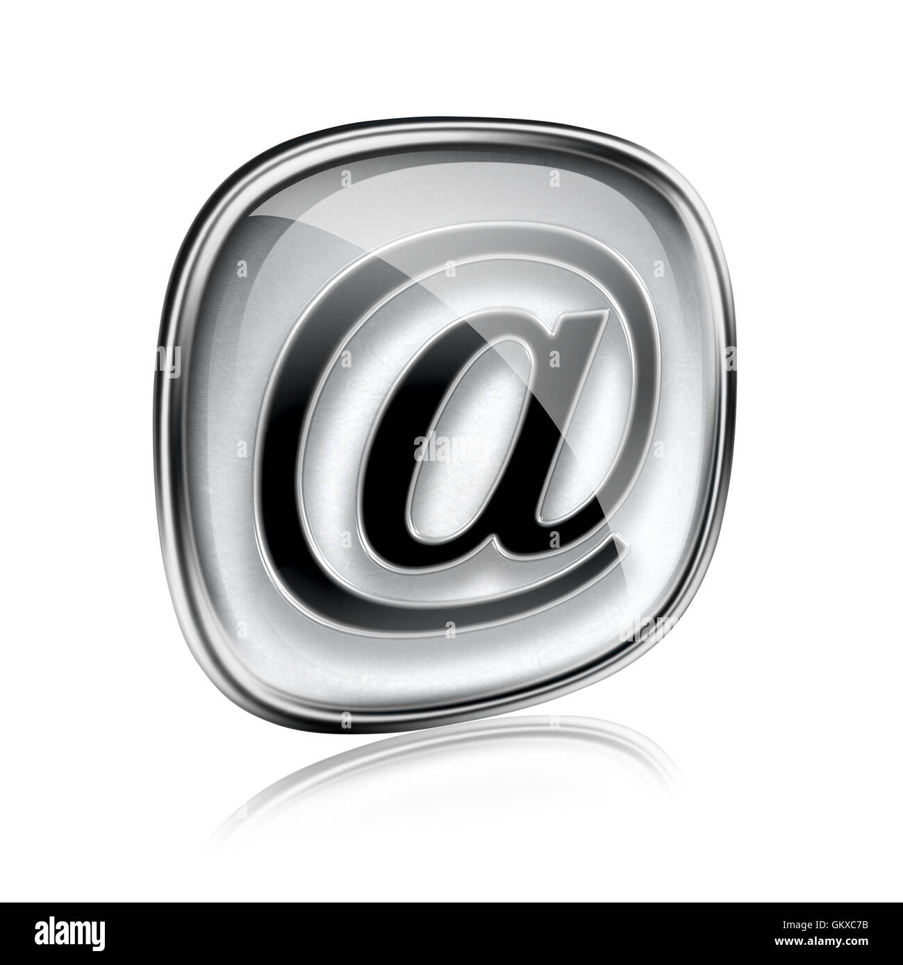 email icon grey glass, isolated on white background Stock Photo - Alamy
