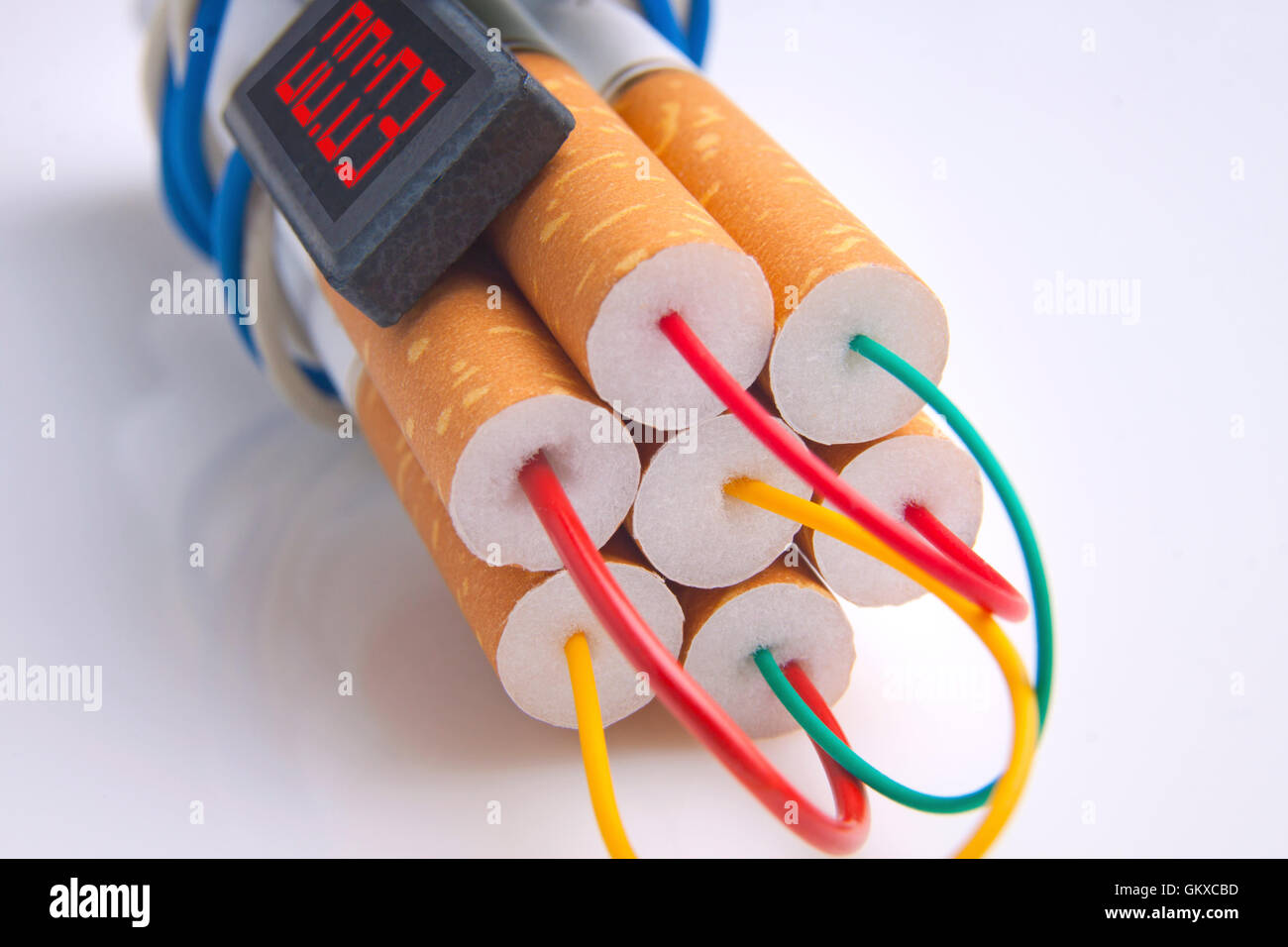 Dynamite time bomb made of Cigarettes Stock Photo - Alamy