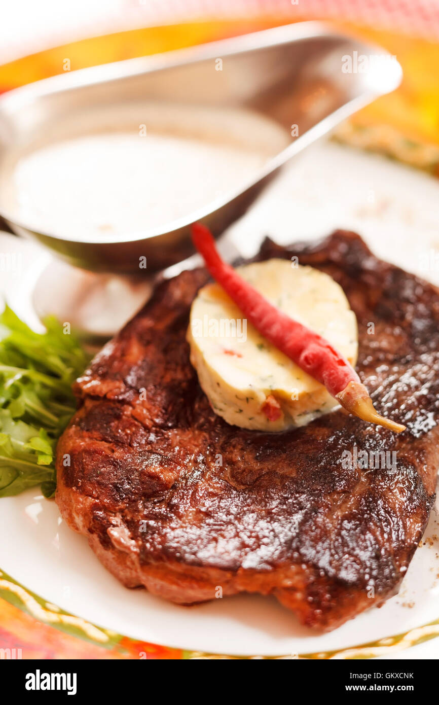 Beef Steak with Butter Stock Photo - Alamy