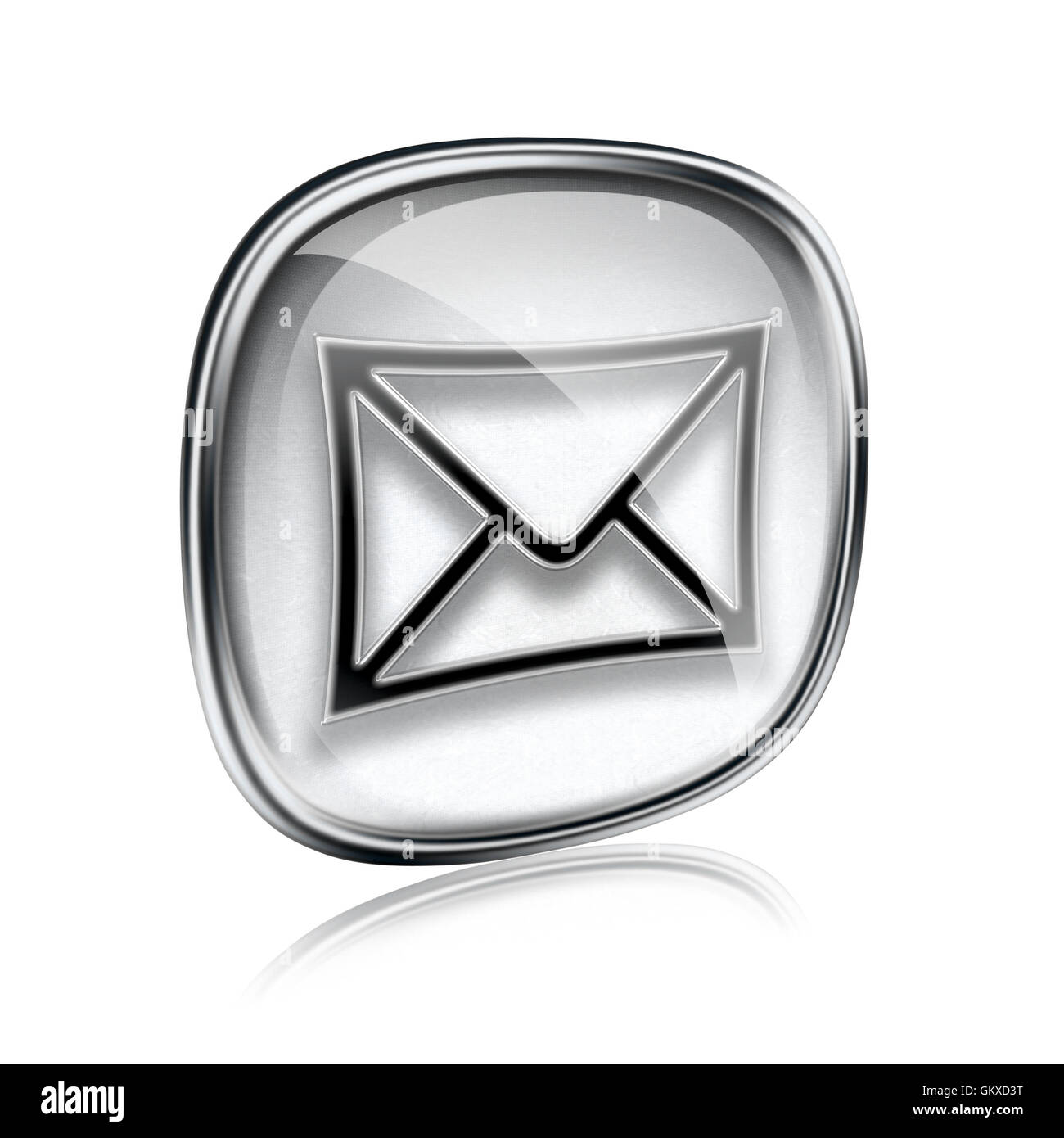 envelope icon grey glass, isolated on white background Stock Photo - Alamy