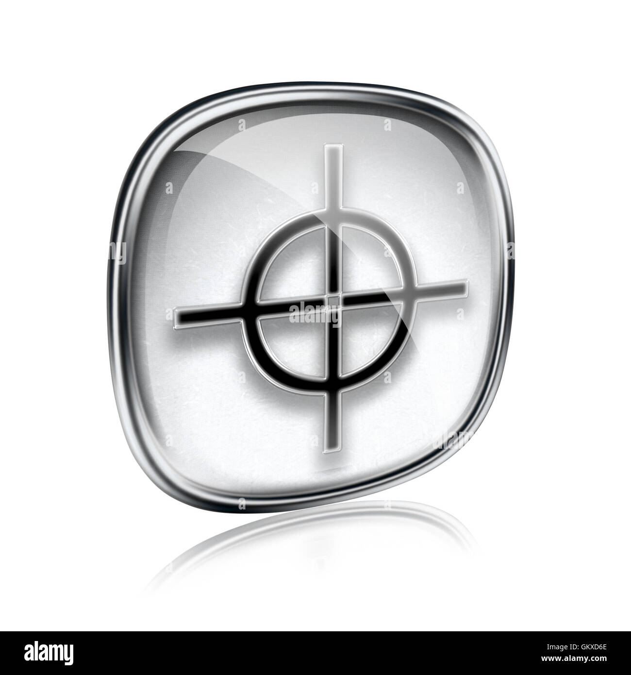 target icon grey glass, isolated on white background Stock Photo - Alamy
