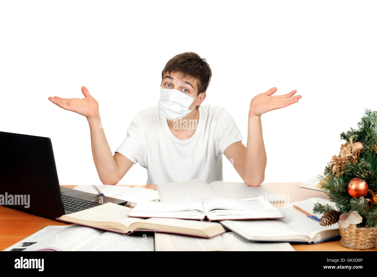 Student In Flu Mask Stock Photo - Alamy