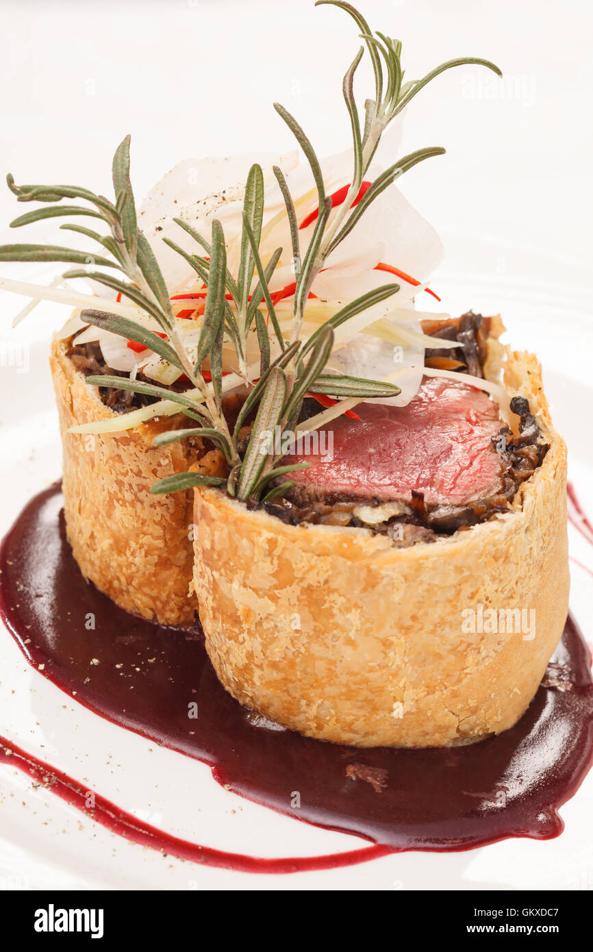 Fillet Wellington with fresh herbs Stock Photo - Alamy