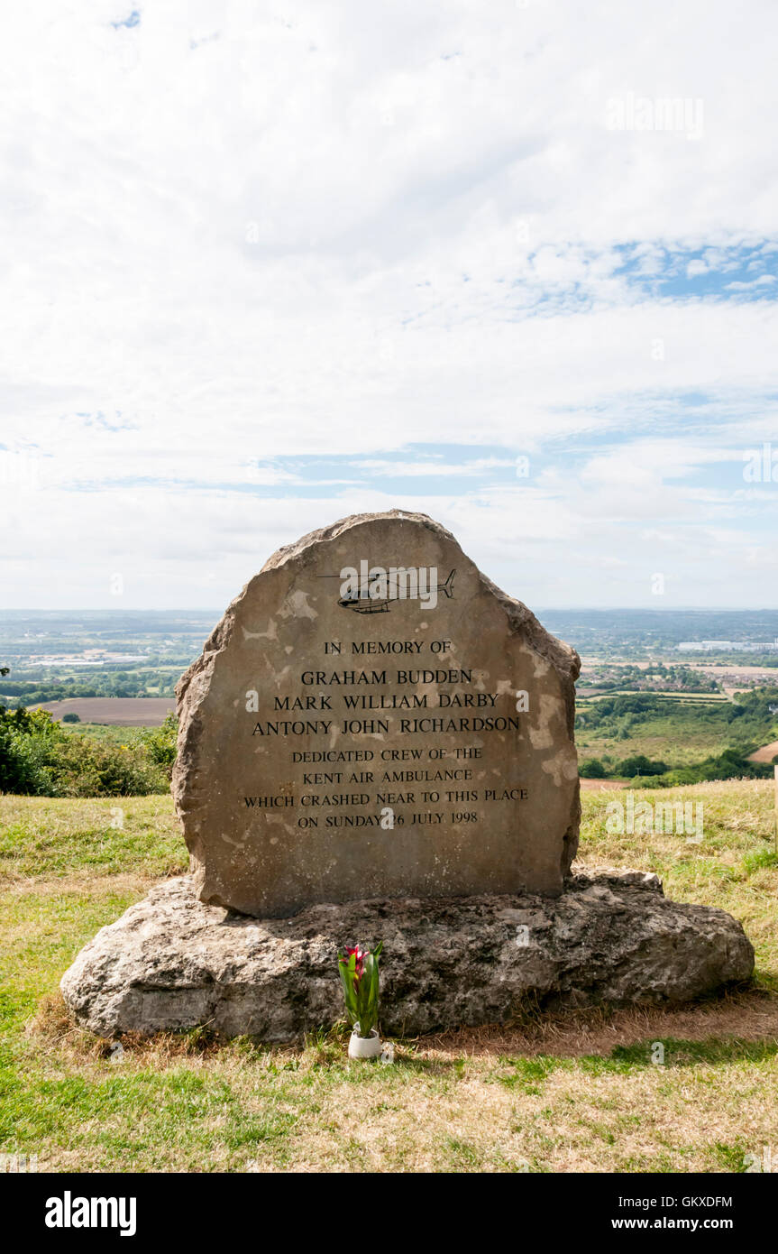 Kent Air Ambulance 1998 helicopter crash memorial at Blue bell Hill on ...