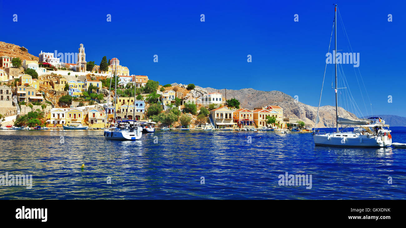 Beautiful small islands of Greece - Symi in Dodecanese Stock Photo - Alamy