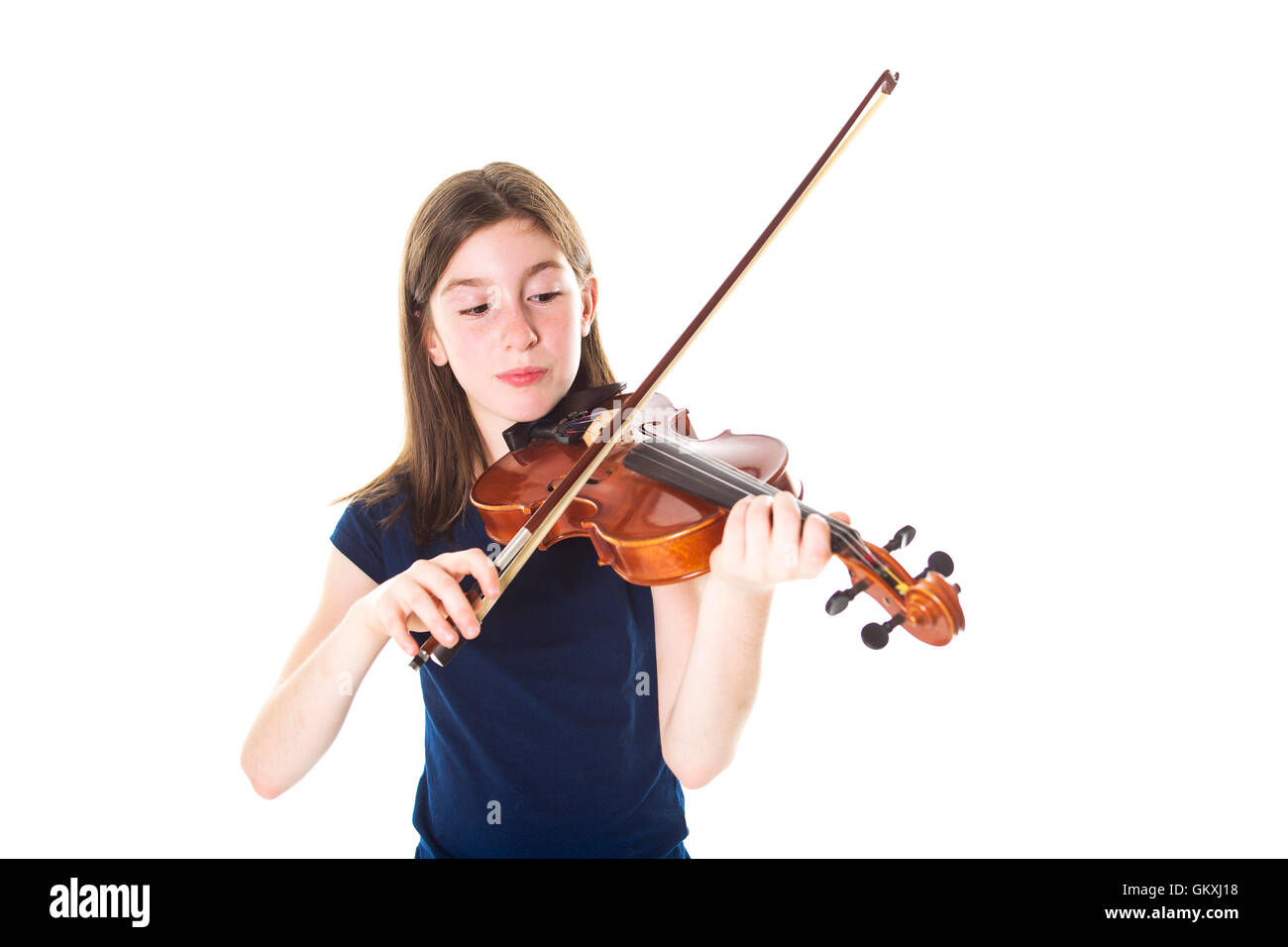 girl with long hair playing on violin Stock Photo - Alamy