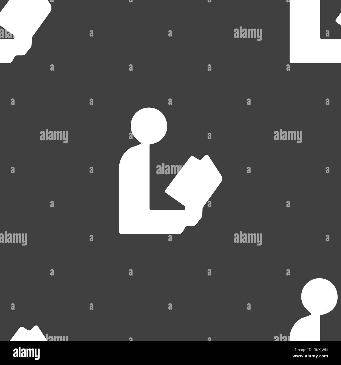 read a book icon sign. Seamless pattern on a gray background. Vector ...