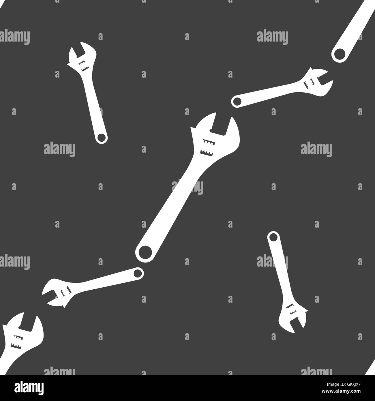 wrench icon sign. Seamless pattern on a gray background. Vector Stock ...