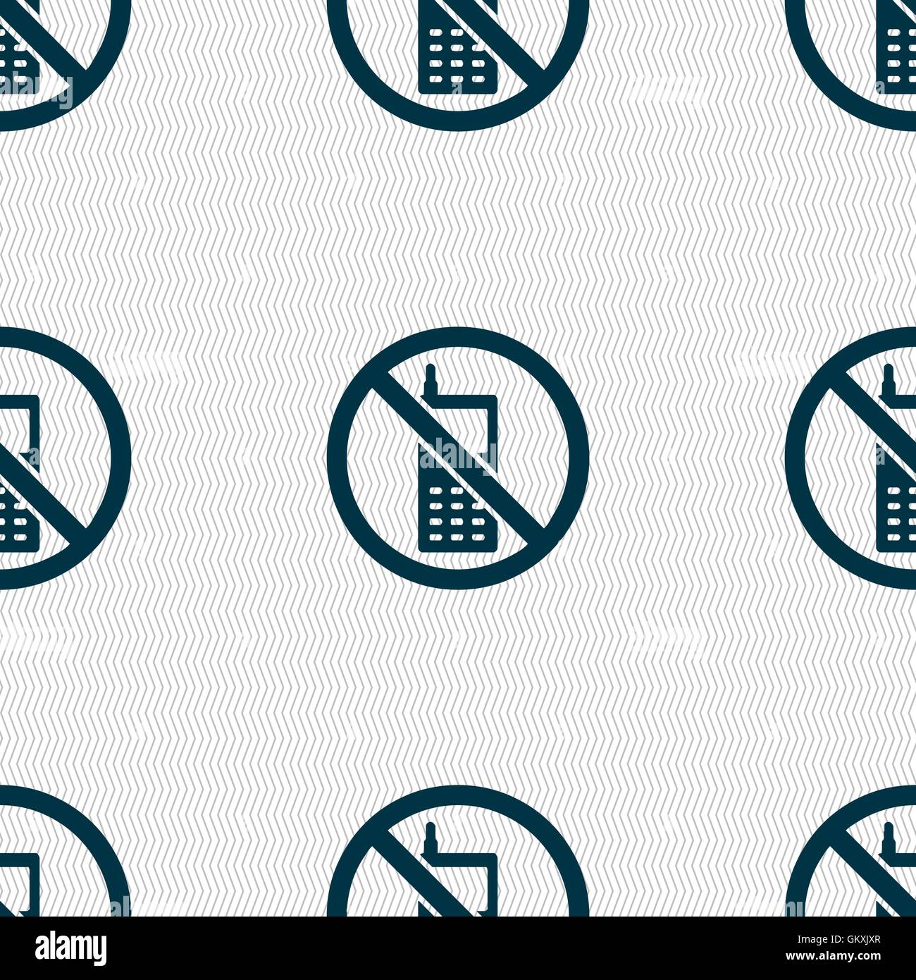 mobile phone is prohibited icon sign. Seamless pattern with geometric ...