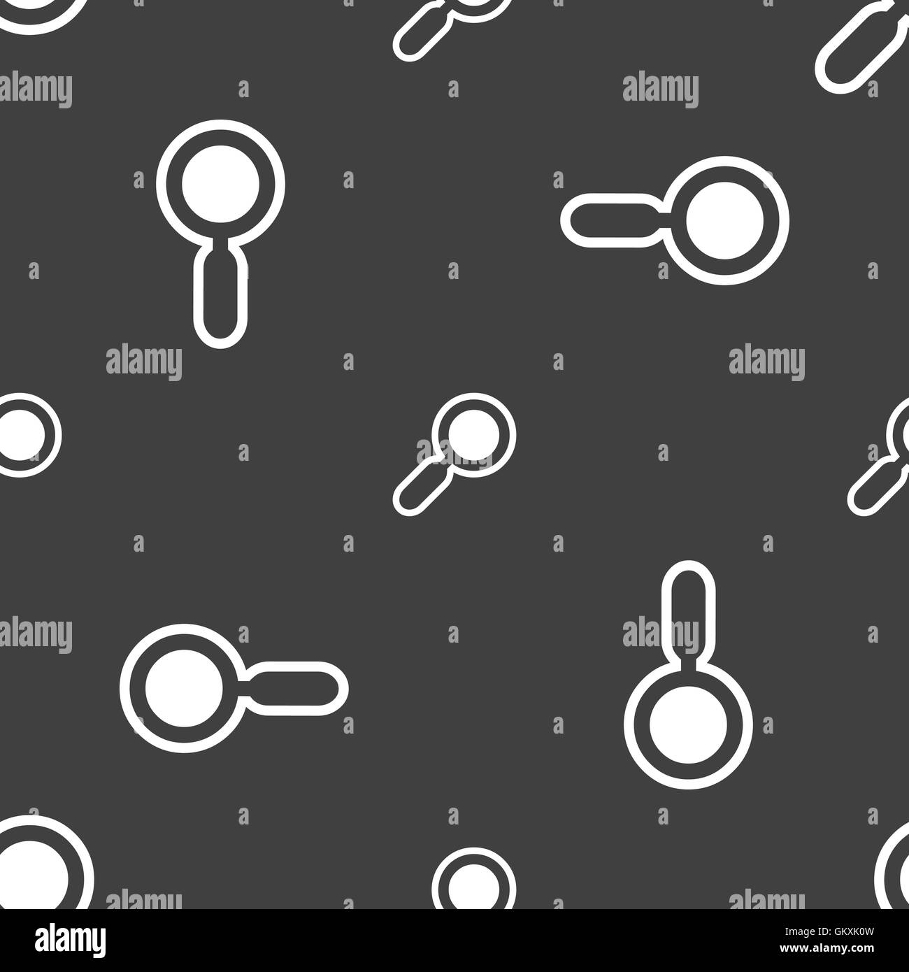 magnifying glass, zoom icon sign. Seamless pattern on a gray background ...