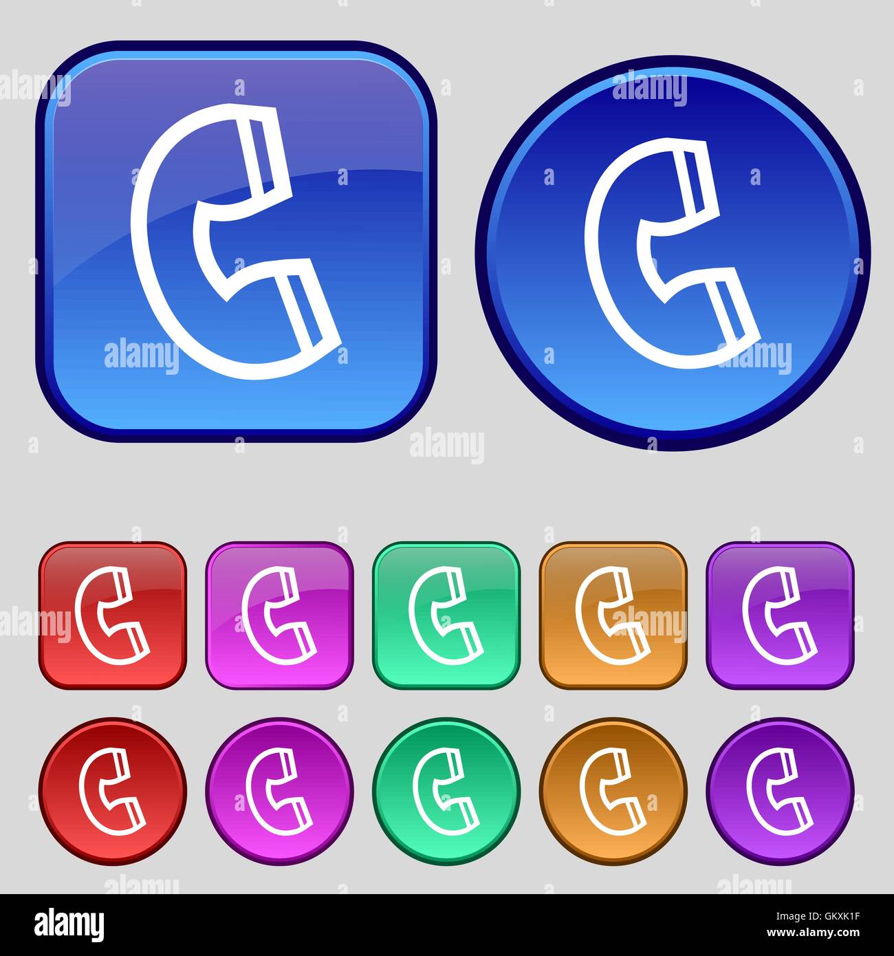 handset icon sign. A set of twelve vintage buttons for your design ...