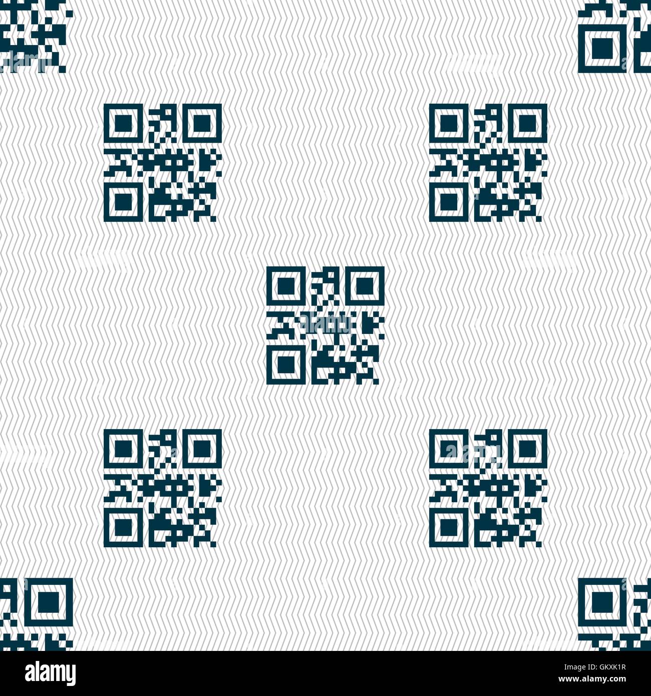 Qr code icon sign. Seamless pattern with geometric texture. Vector ...