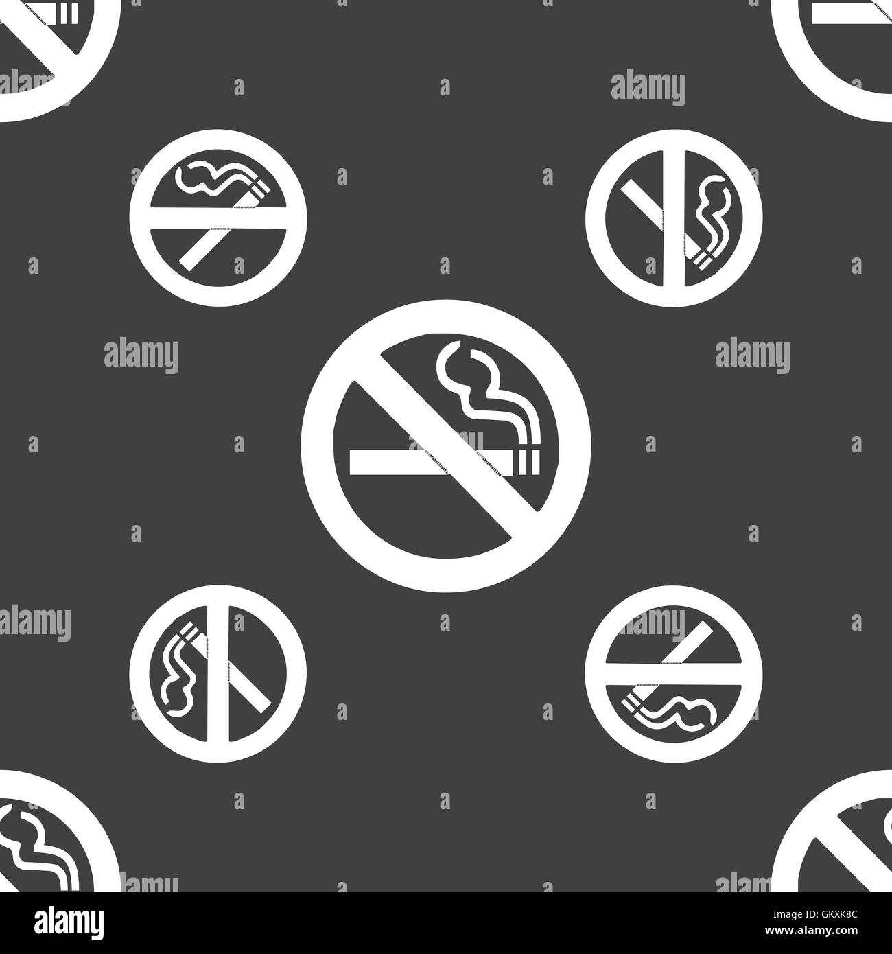 no smoking icon sign. Seamless pattern on a gray background. Vector ...