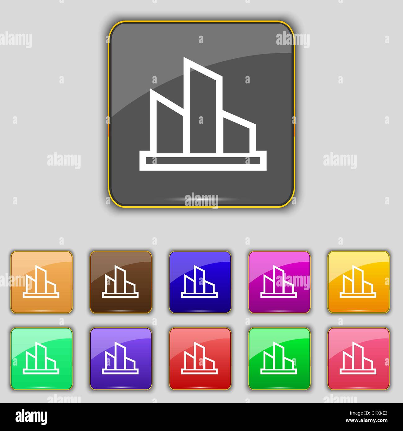 Diagram icon sign. Set with eleven colored buttons for your site ...