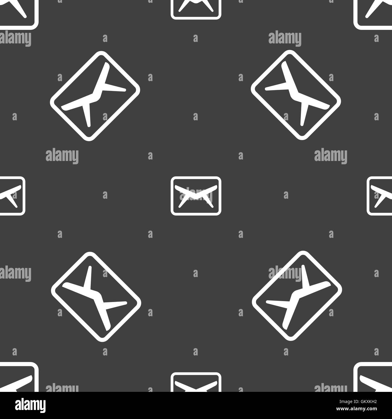 Mail, Envelope, Message icon sign. Seamless pattern on a gray ...