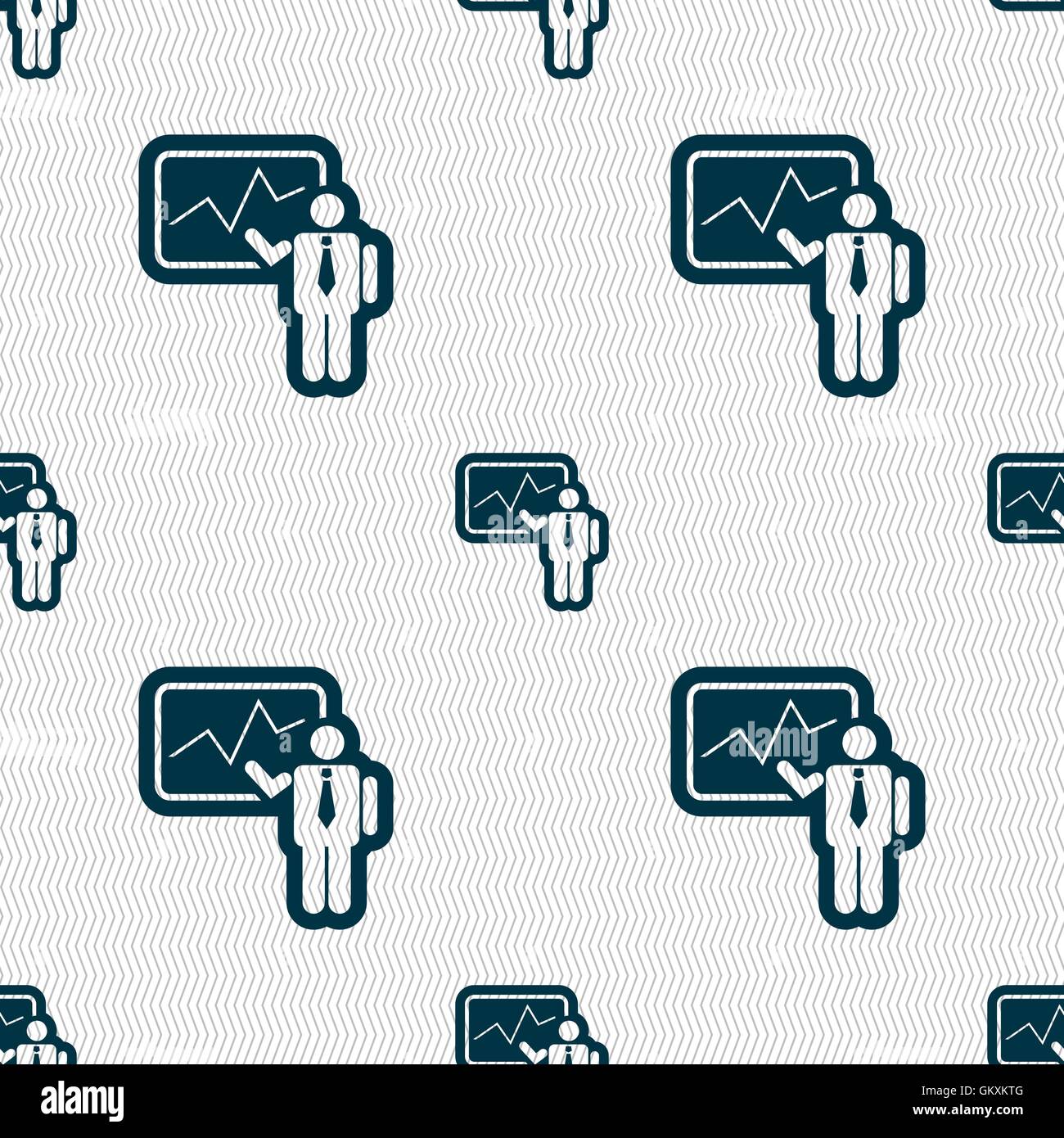 businessman making report icon sign. Seamless pattern with geometric ...