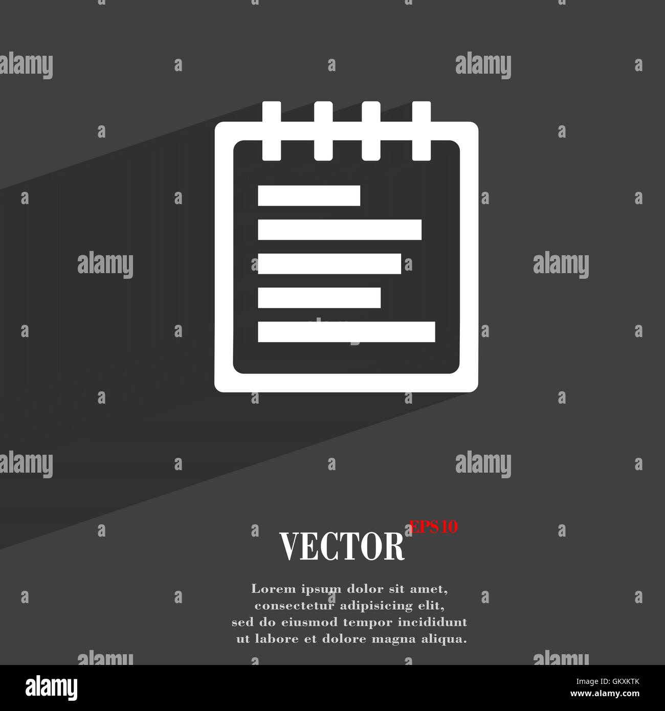 Notepad icon symbol Flat modern web design with long shadow and space ...