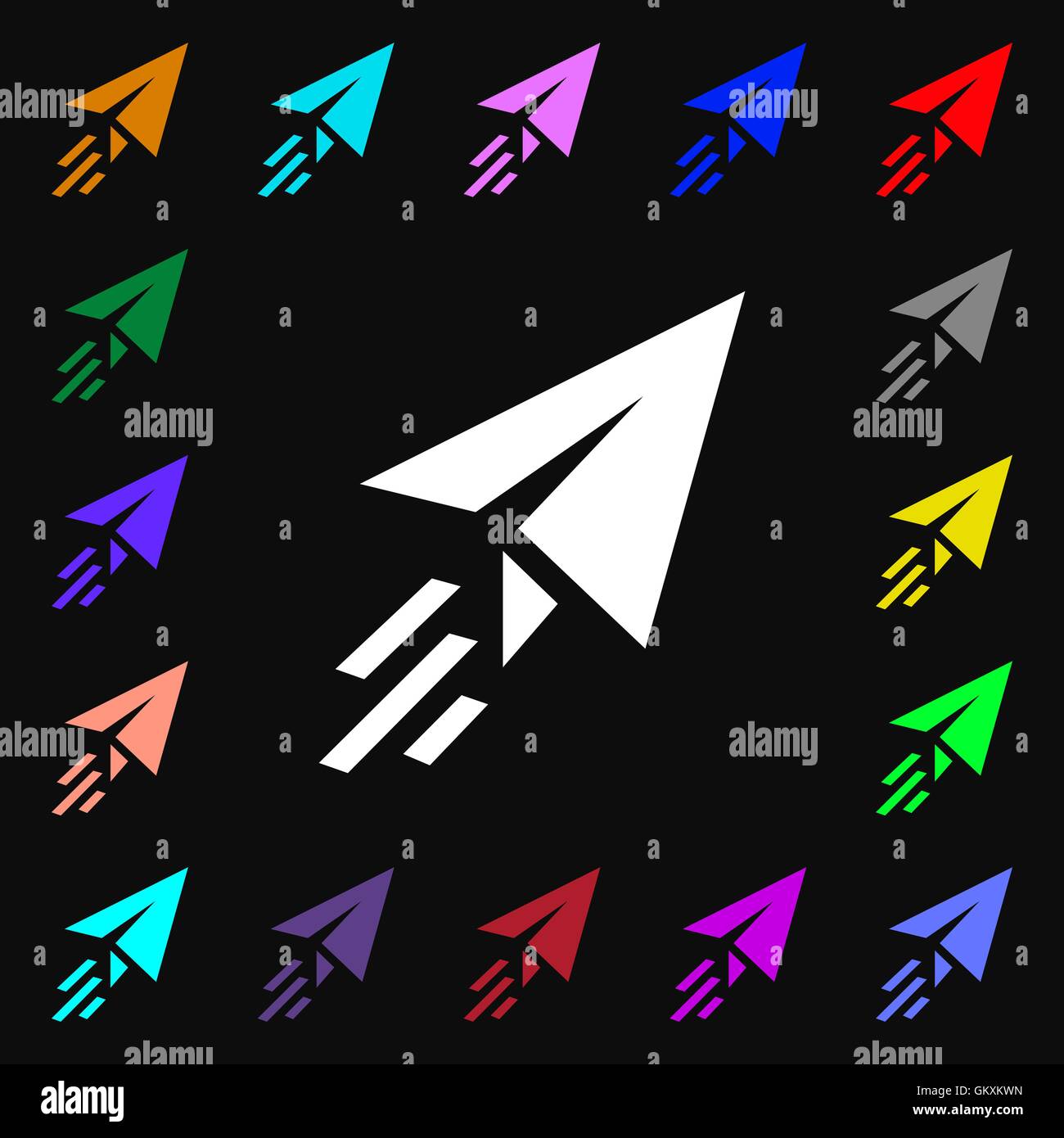 Paper airplane icon sign. Lots of colorful symbols for your design ...
