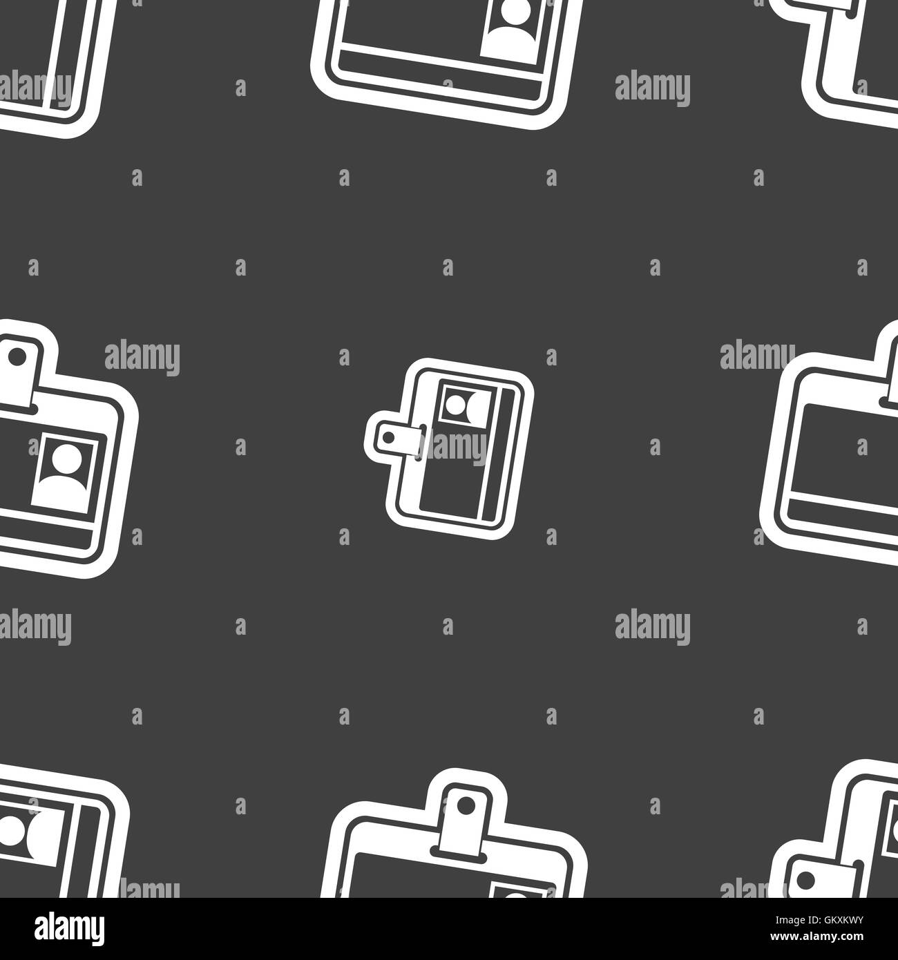 Id card icon sign. Seamless pattern on a gray background. Vector Stock ...