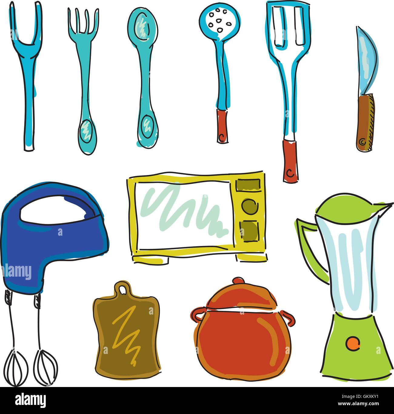 Drawn kitchen stuff Stock Vector Image & Art - Alamy