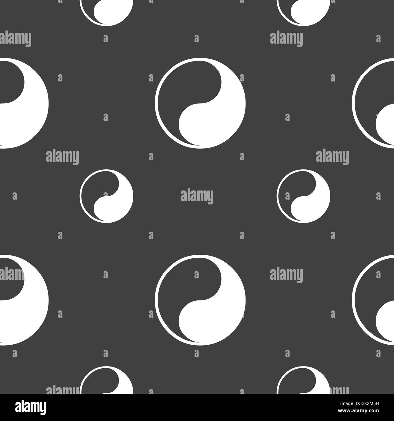 Yin Yang icon sign. Seamless pattern on a gray background. Vector Stock ...