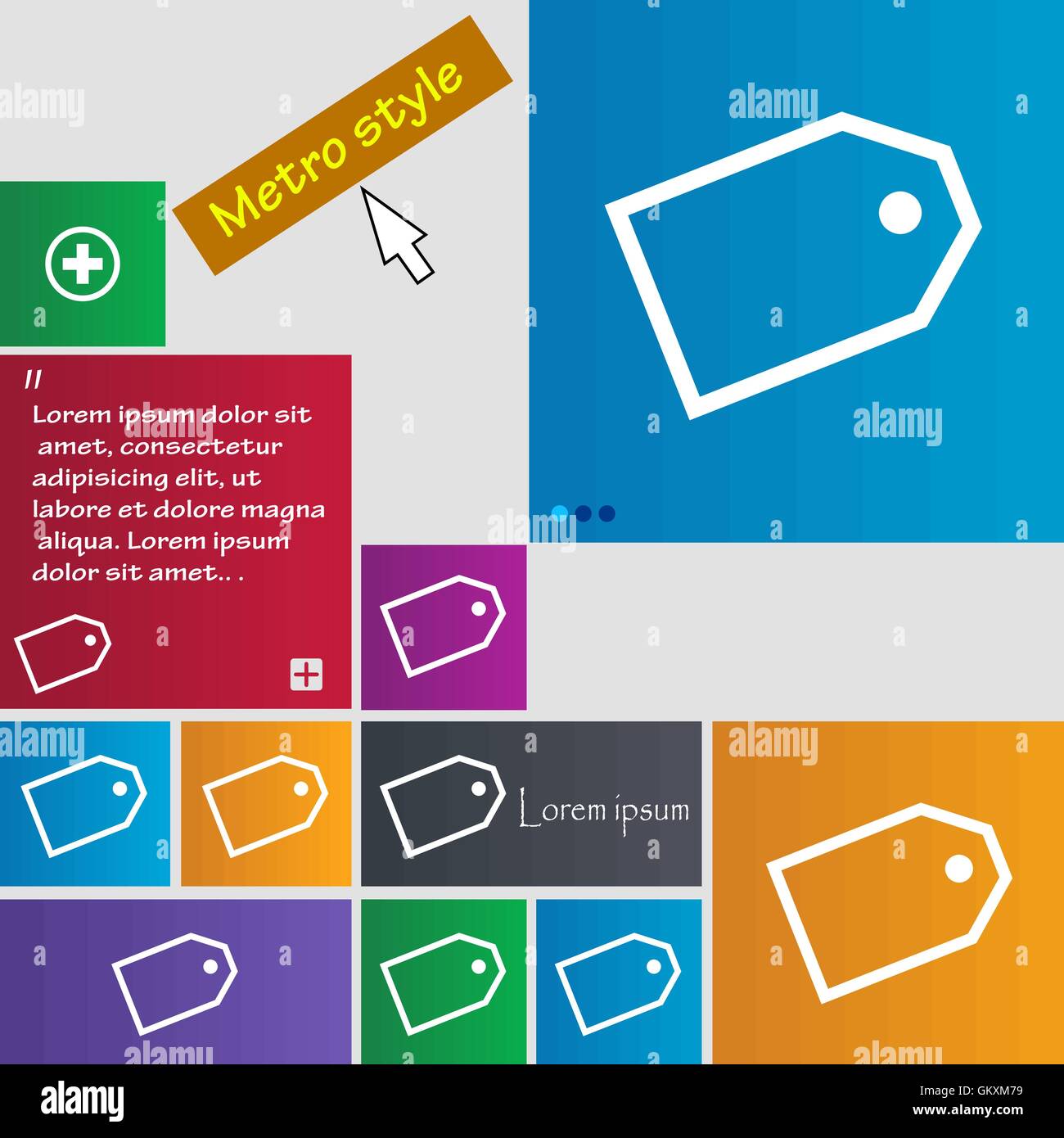 Web stickers icon sign. buttons. Modern interface website buttons with cursor pointer. Vector ...