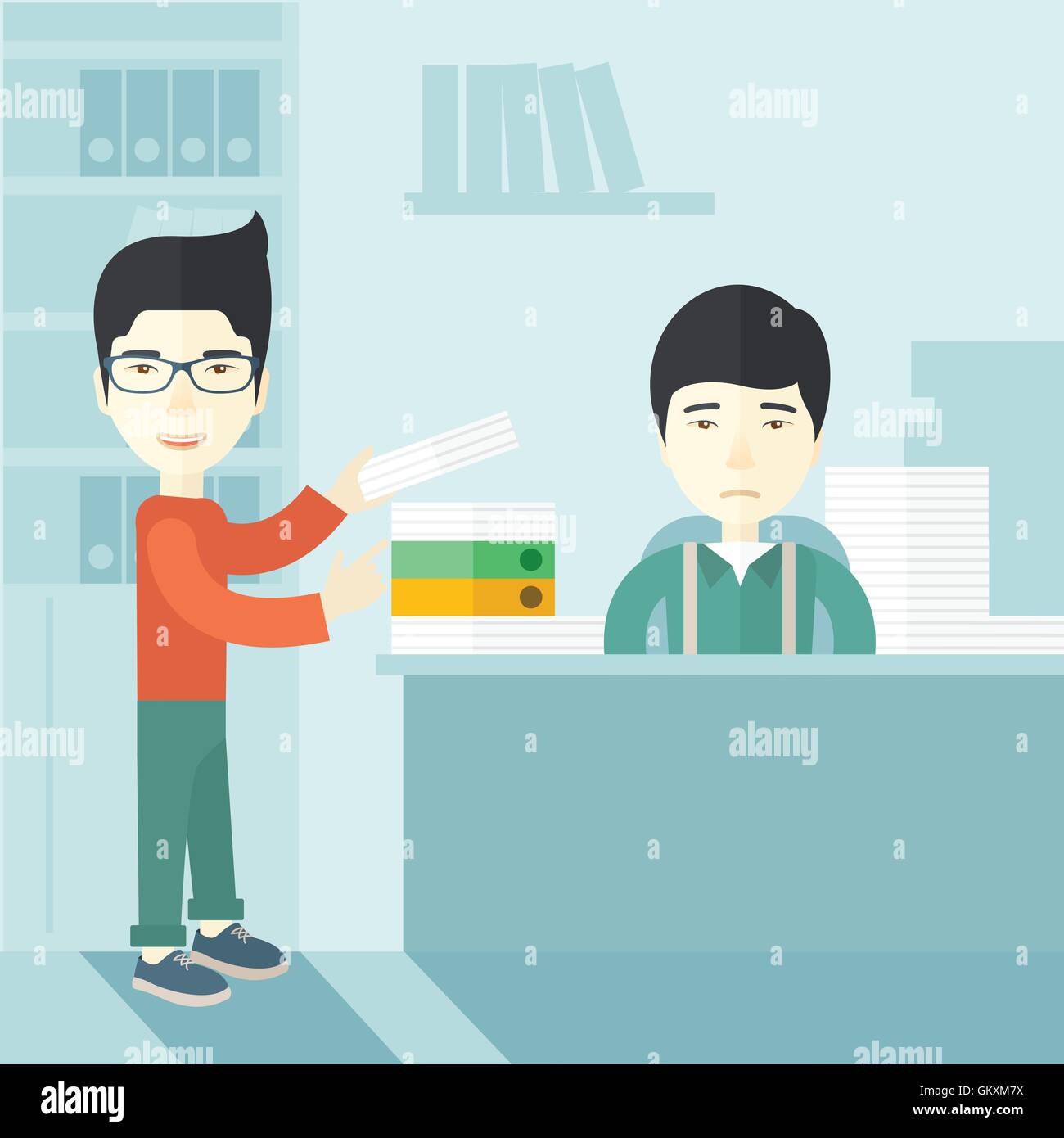 Worried office man desk Stock Vector Images - Alamy